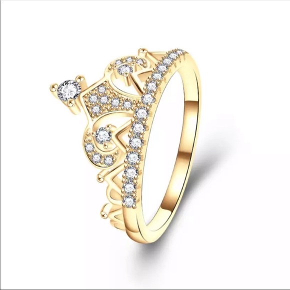 Jewelry | Gold Crystal Embellished Tiara Ring | Poshmark